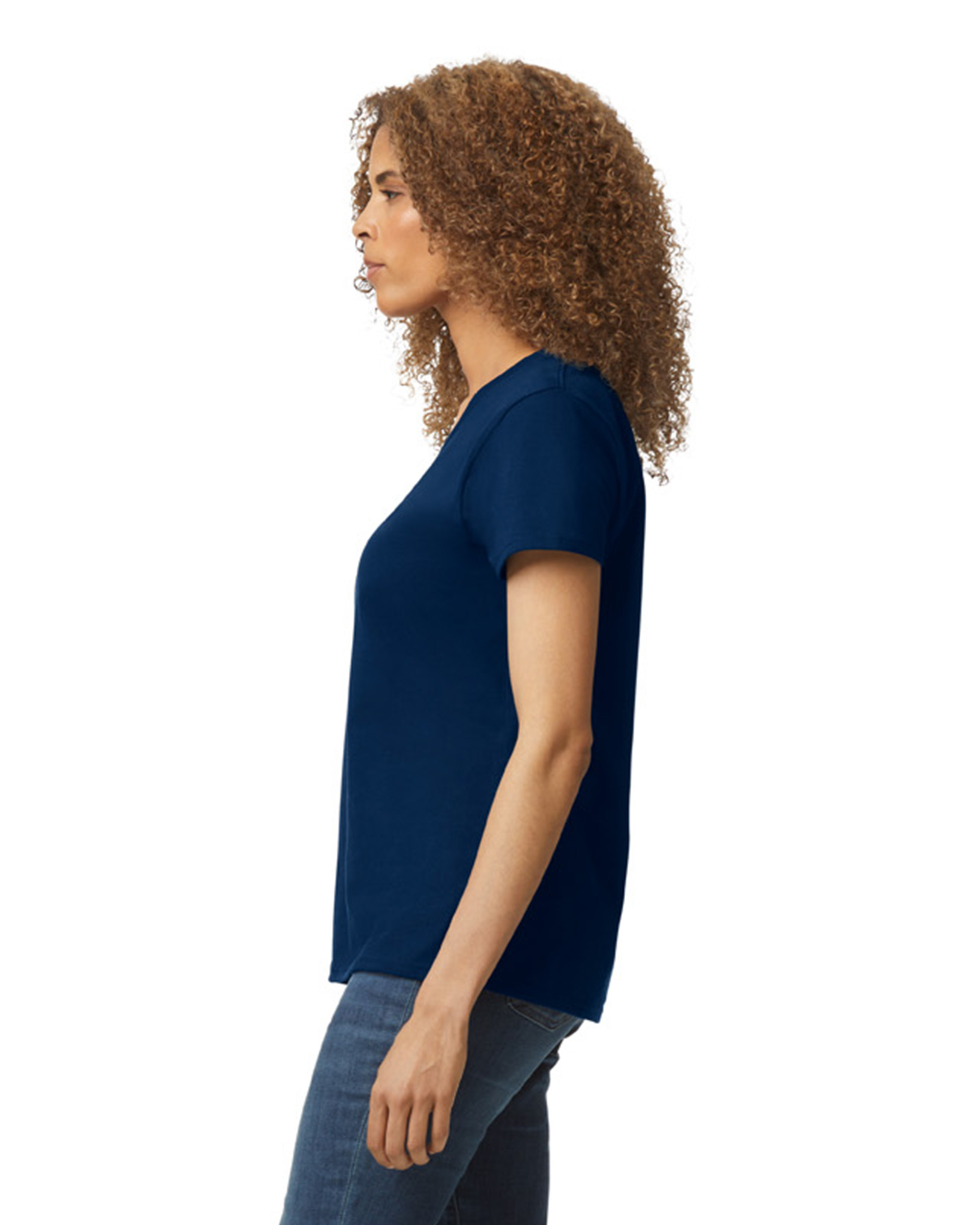 Gildan Women's Heavy Cotton™ V Neck T Shirt G500 Vl Navy | Jiffy
