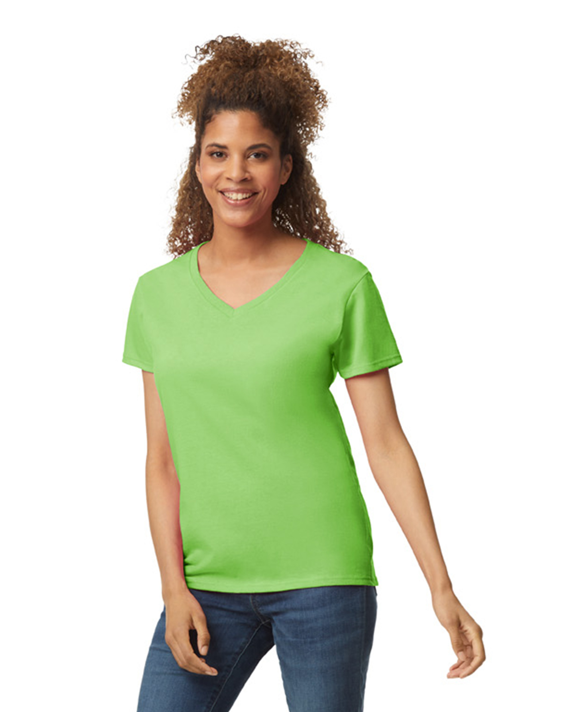 Gildan Women's Heavy Cotton™ V Neck T Shirt G500 Vl Lime | Jiffy