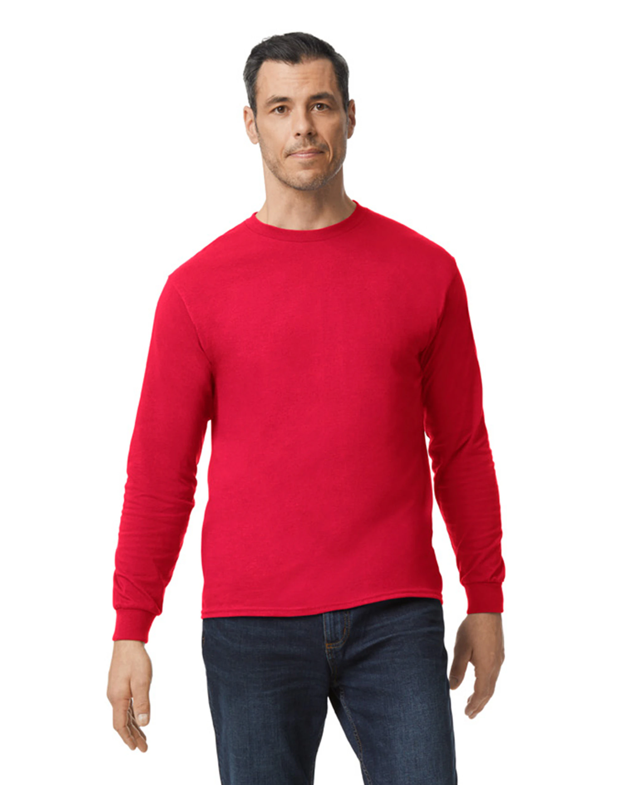 Gildan Unisex Heavy Cotton™ Long Sleeve T Shirt G540 Red | Jiffy