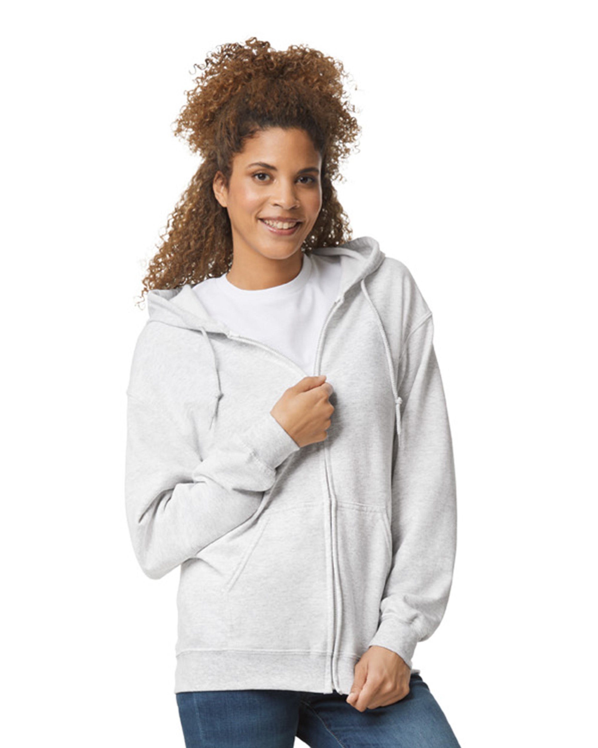 Gildan Unisex Heavy Blend™ 50/50 Full Zip Hoodie G186 Ash | Jiffy