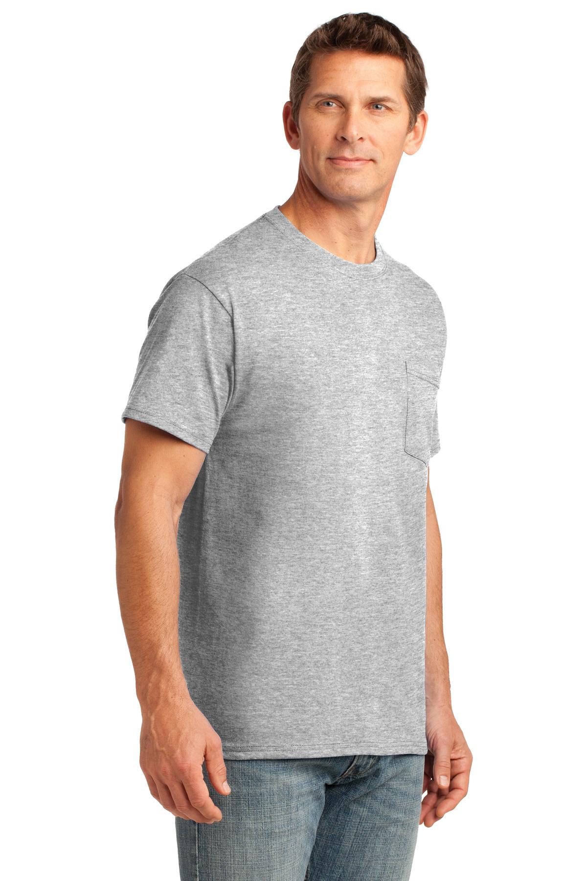 Port & Company Unisex Core Cotton Pocket Tee Pc54 P Ash | Jiffy