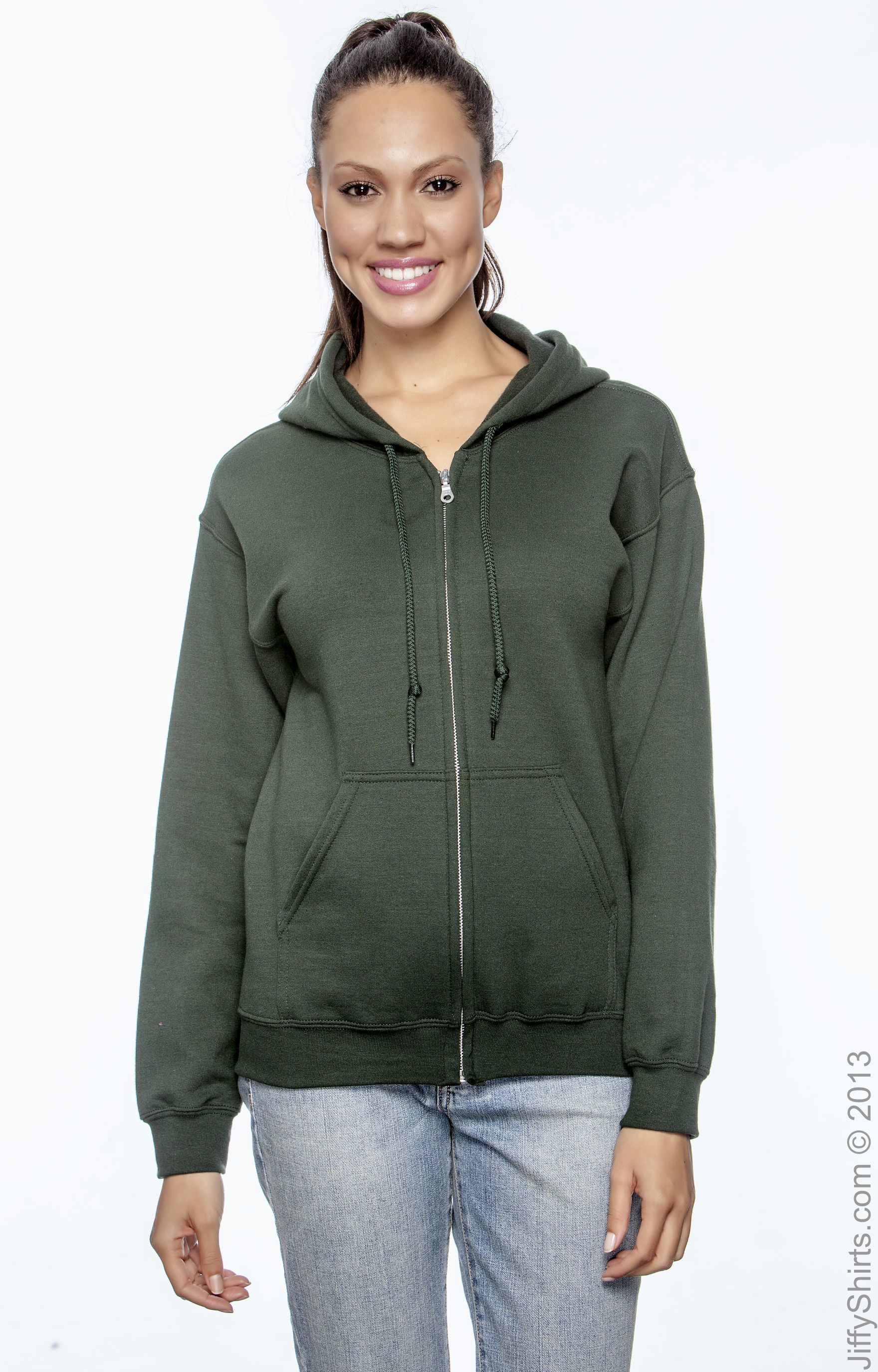 Gildan Unisex Heavy Blend™ 50/50 Full Zip Hoodie G186 Forest | Jiffy