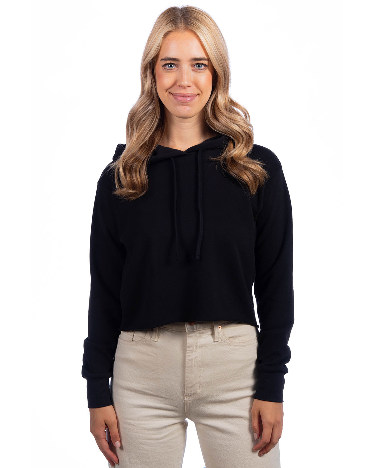 Next Level Women's Cropped Pullover Hoodie 9384 Black | Jiffy
