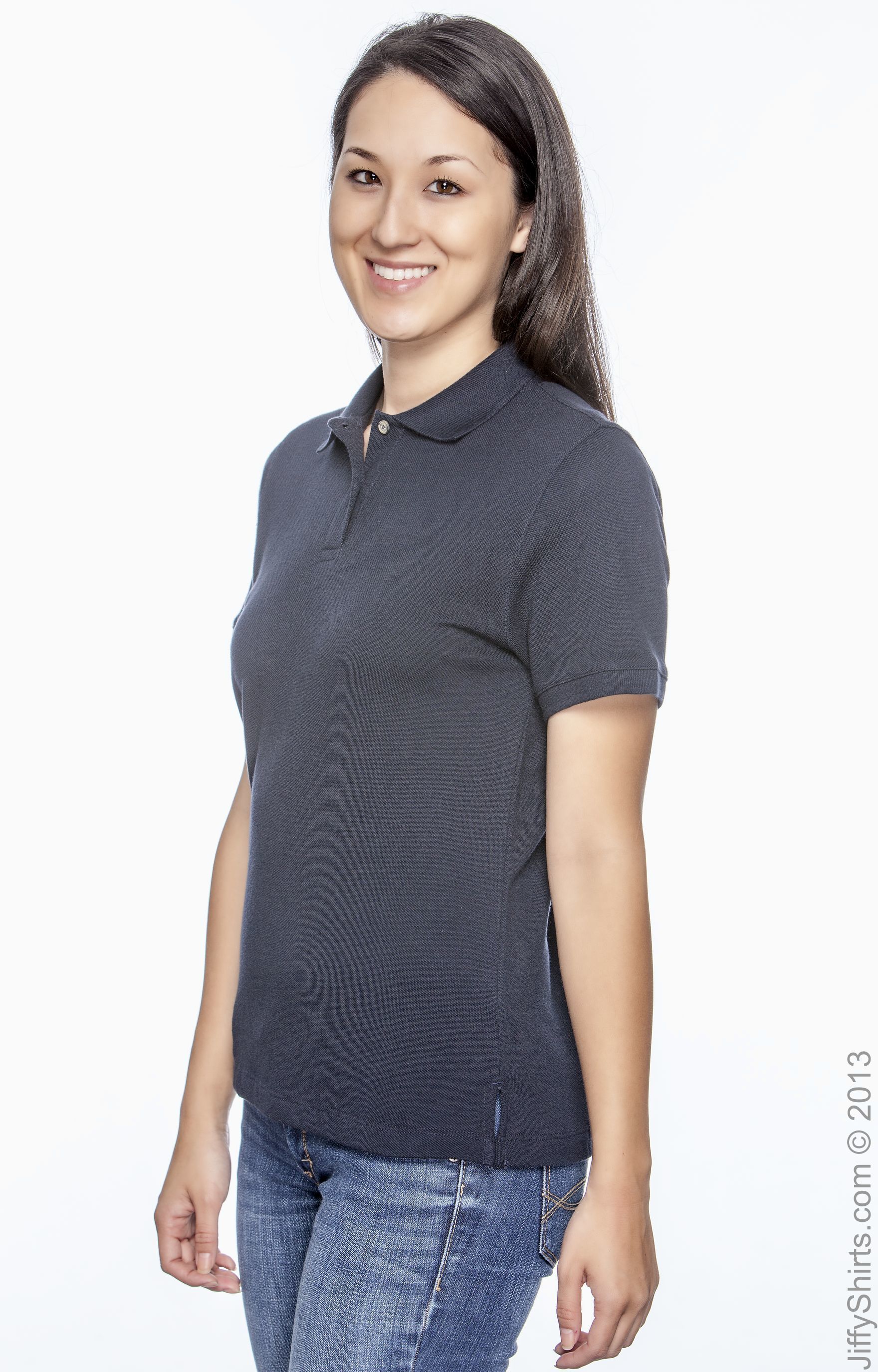 Harriton Women's Ringspun Cotton Piqué Short Sleeve Polo M200 W Navy | Jiffy