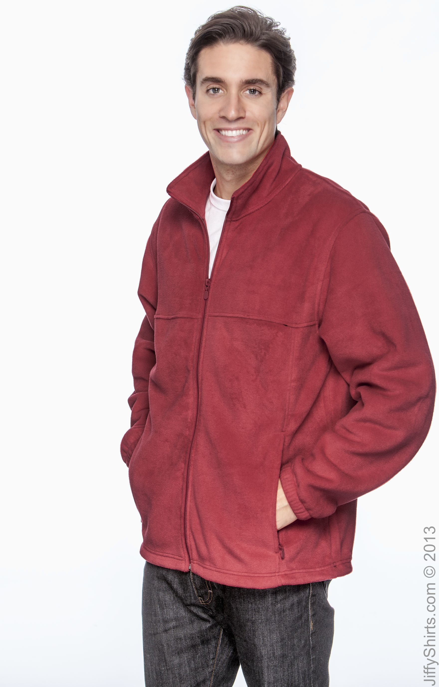 Harriton Men's Full Zip Fleece M990 Red | Jiffy