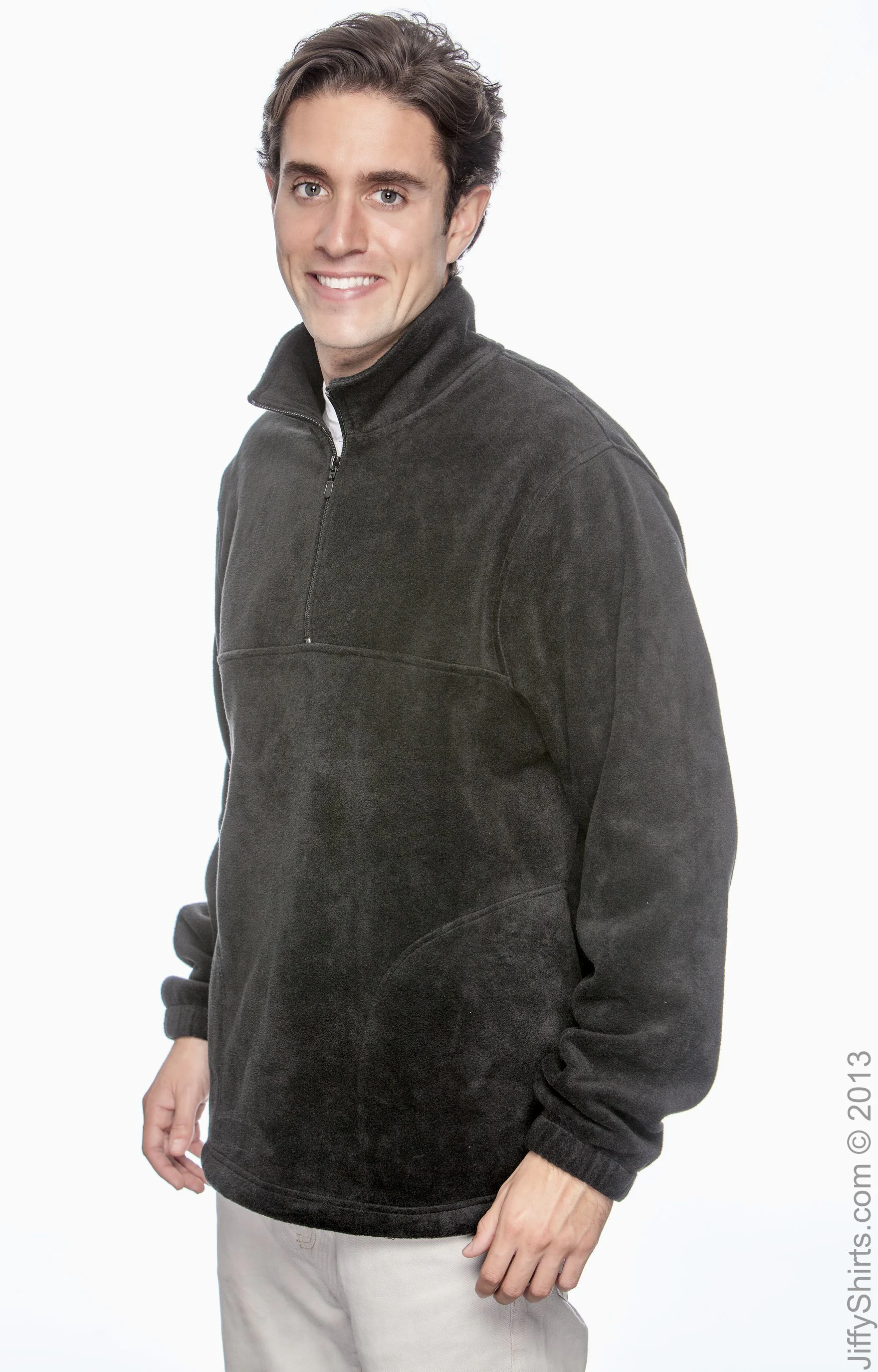 Harriton Unisex Quarter Zip Fleece Pullover M980 Black | Jiffy