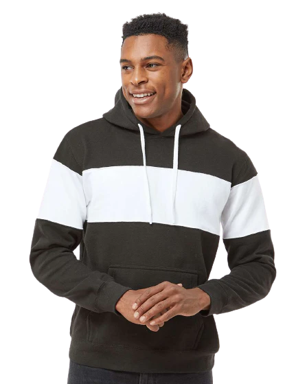 J America Unisex Varsity Fleece Colorblocked Hoodie 8644 Black | Jiffy