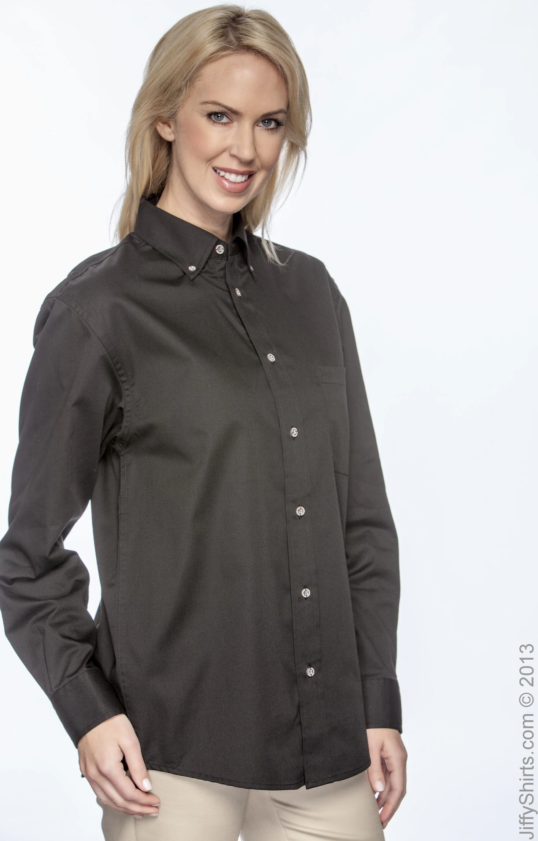 Harriton Men's Easy Blend™ Long Sleeve Twill Shirt With Stain Release ...