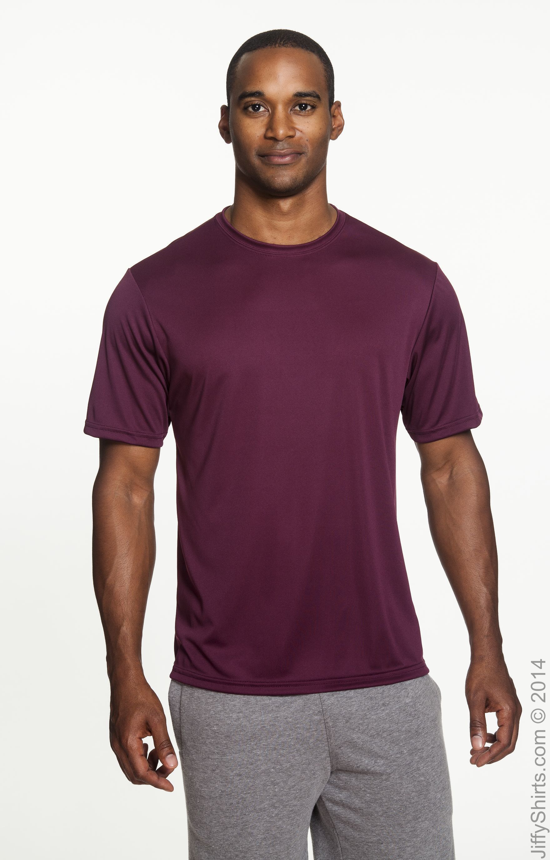 A4 Men's Cooling Performance T Shirt N3142 Maroon | Jiffy