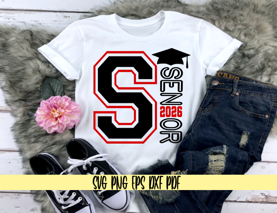 Senior 2026 graduation cap in glitter & plain svg png eps dxf pdf sublimation/senior 2026 ...