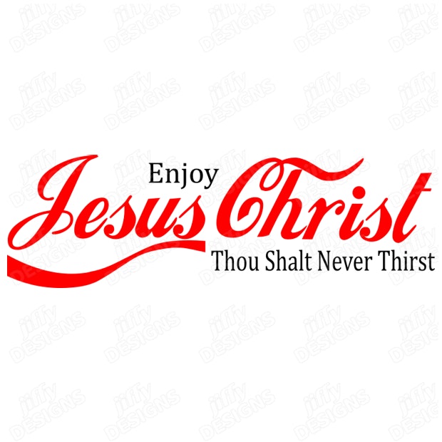 'Enjoy Jesus Christ' Vibrant Red Typographic Design with Spiritual ...