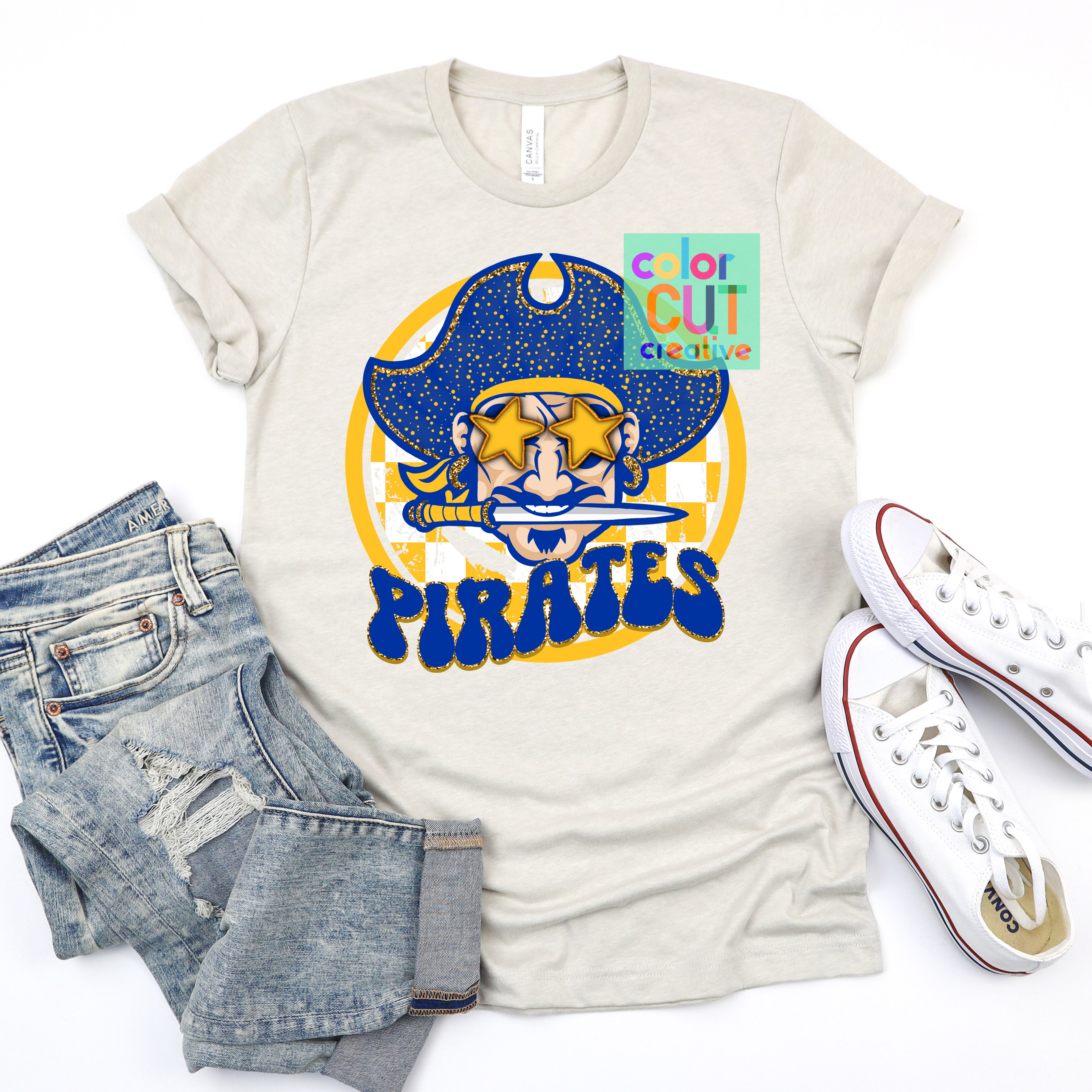 'Pirates' Emblem with Swashbuckling Mascot and Starry Night Sky | Jiffy ...