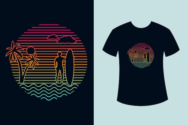 Vibrant Sunset Beach Scene Captured in Retro Neon Stripes | Jiffy Designs