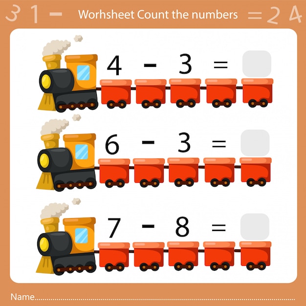 Playful Train Subtraction Worksheet for Kids | Jiffy Designs