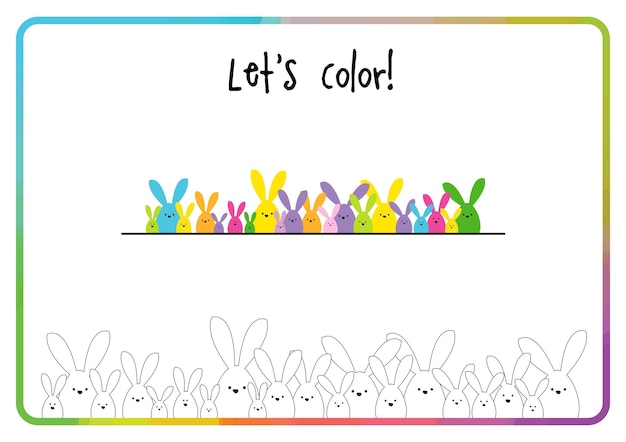 Colorful Bunny Friends Coloring Page with Motivational Message | Jiffy ...