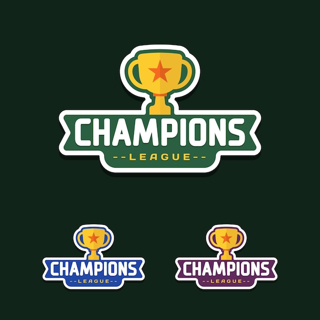 Vibrant Champions League Trophy Emblem Collection | Jiffy Designs