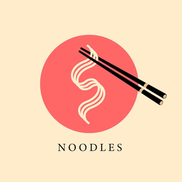 Delectable Noodle Swirl with Chopsticks on Sunset Circle | Jiffy Designs