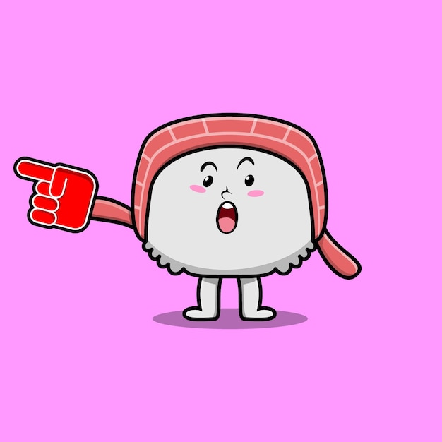 Adorable Marshmallow Character with Foam Finger Pointing Excitedly ...