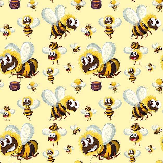 Charming Bee Hive Pattern with Playful Cartoon Bees | Jiffy Designs