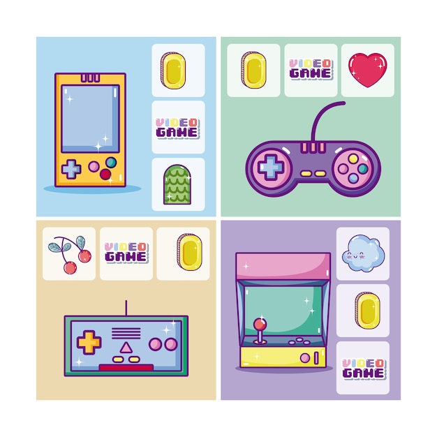 Vibrant Collection of Retro Gaming Symbols and Icons | Jiffy Designs