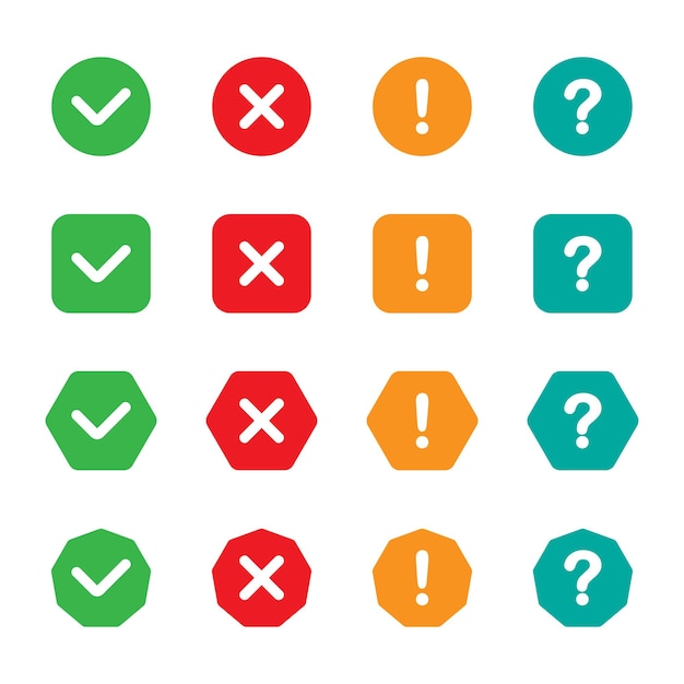 Vibrant Symbols of Affirmation and Uncertainty: Assorted Checkmarks and ...