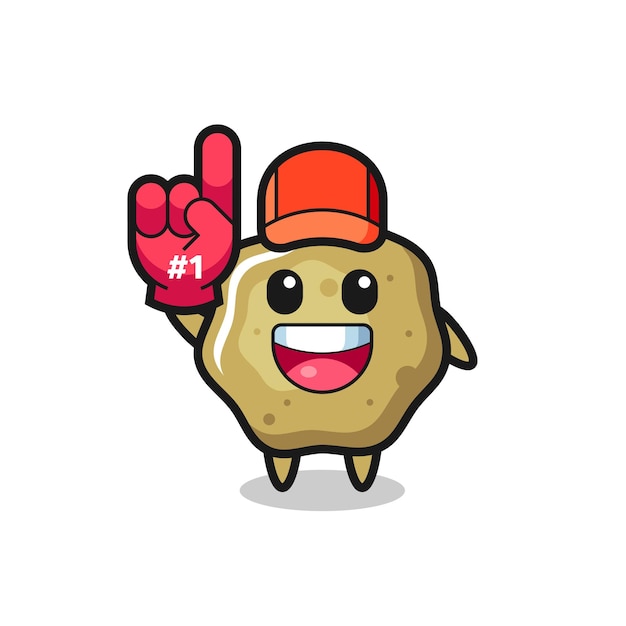 Cheerful Potato Mascot Wearing Baseball Cap and Foam Finger | Jiffy Designs