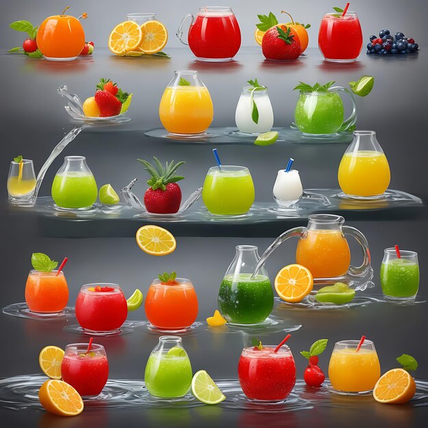 Vibrant Fruit and Juice Collection on Glass Shelves | Jiffy Designs