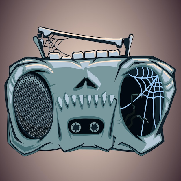 Retro Boom Box with Spooky Spider Web Design | Jiffy Designs