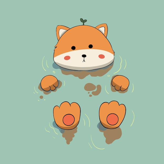 Adorable Cartoon Fox Peeking Playfully from Beneath the Surface | Jiffy ...
