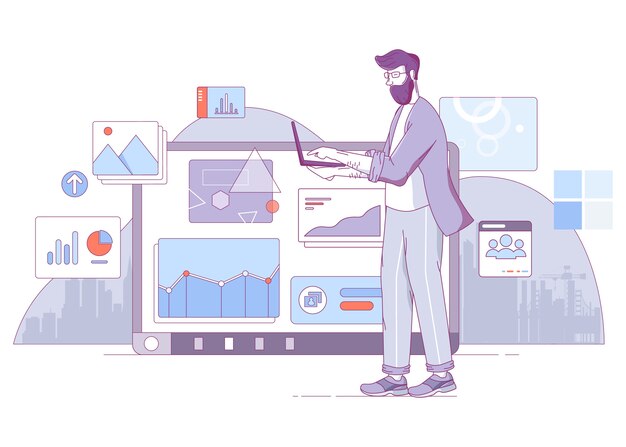 Analyst Examining Data Visualizations in Modern Office Setting | Jiffy ...