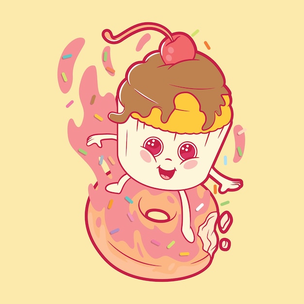Adorable Ice Cream Sundae Character with Whimsical Flair | Jiffy Designs