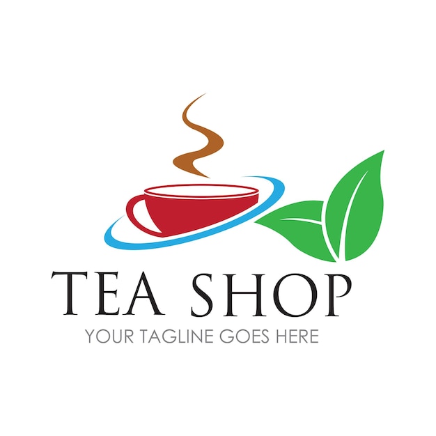 Vibrant Tea Shop Logo with Steaming Cup and Leaf | Jiffy Designs