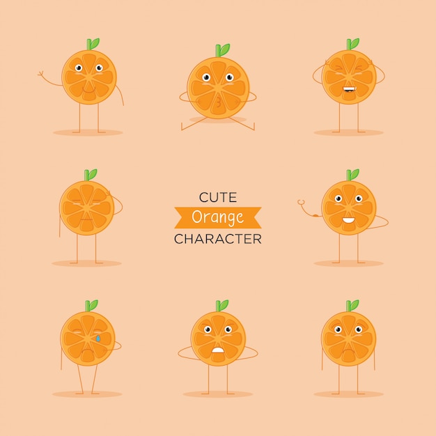 Cheerful Orange Cartoon Characters with Expressive Faces | Jiffy Designs