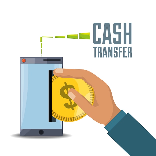 Digital Cash Transfer Illustration with Mobile and Dollar Sign | Jiffy ...