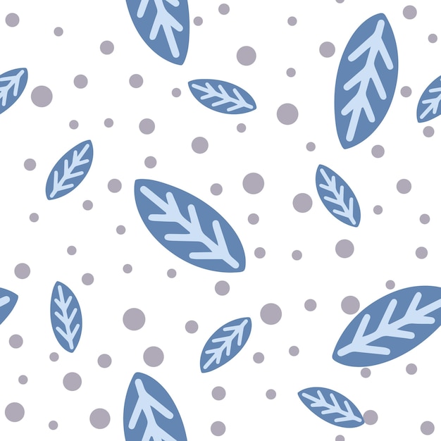Whimsical Leaf and Dot Pattern in Soothing Shades of Blue | Jiffy Designs