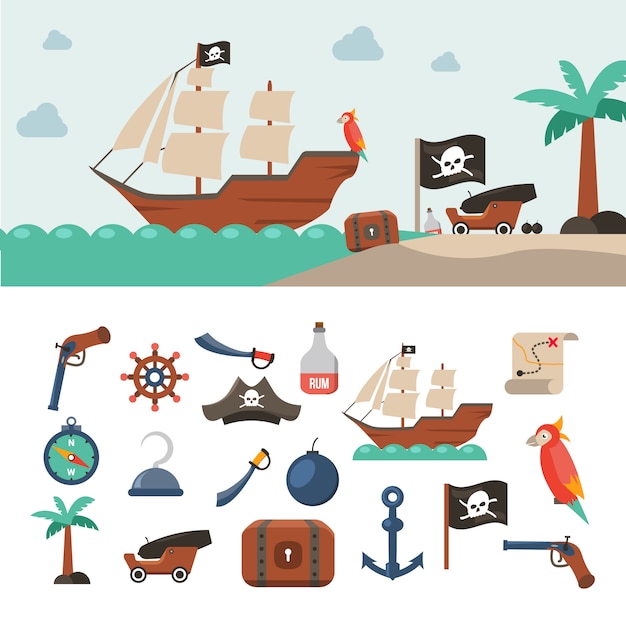 Vibrant Pirate-Themed Clip Art Collection with Nautical Icons | Jiffy ...