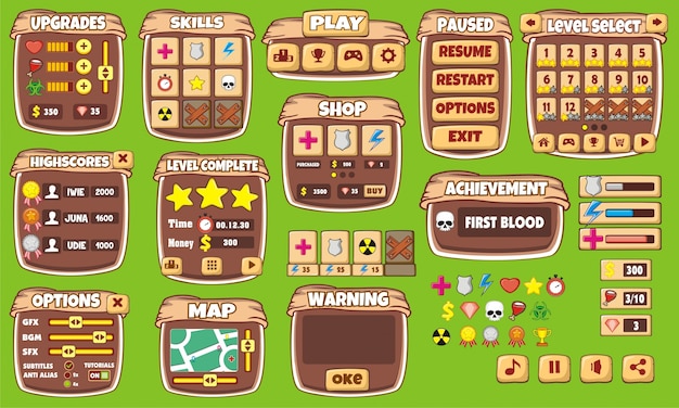 Vibrant Video Game UI Elements and Iconography Collection | Jiffy Designs