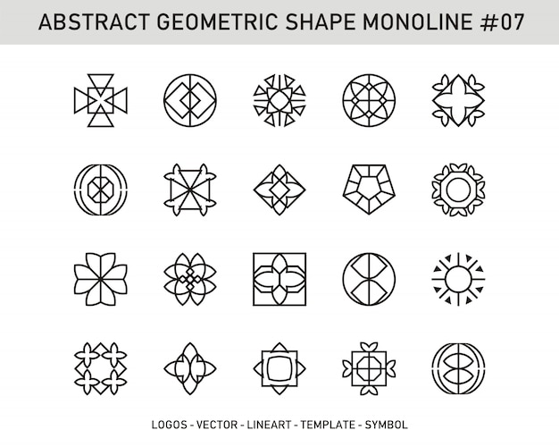 Abstract Geometric Monoline Shapes Collection with Logos and Symbols ...