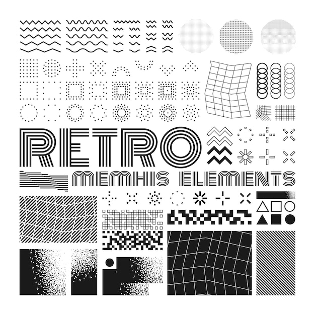 Retro Geometric Patterns and Shapes: Memphis Design Elements | Jiffy ...