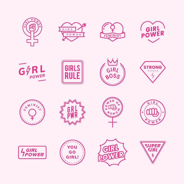 Empowering Pink Feminist Badges and Emblems Collection | Jiffy Designs