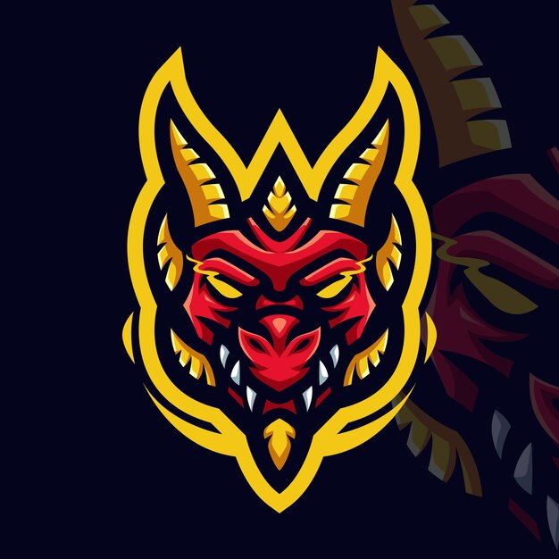 Fearsome Demonic Emblem: Bold Crimson and Gold Design | Jiffy Designs