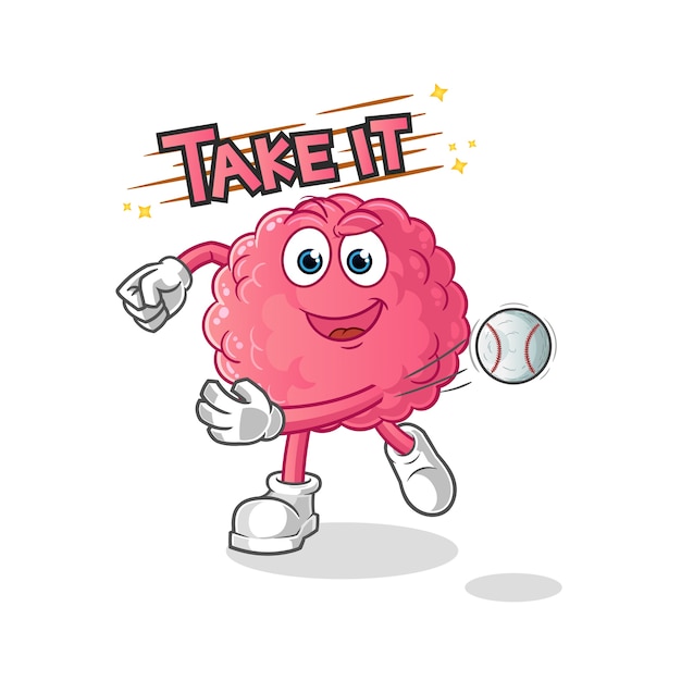 Cheerful Brain Character Plays Catch with Baseball | Jiffy Designs