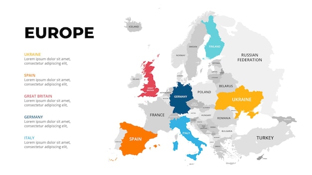 Detailed Map of Diverse European Nations and Territories | Jiffy Designs