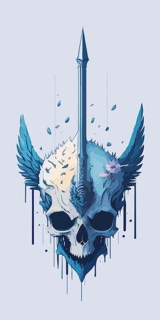 Ethereal Winged Skull: A Captivating Emblem of Mystique | Jiffy Designs