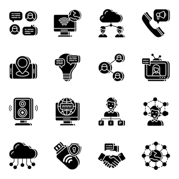 Vibrant Communication Symbols: Modern Digital Connections Illustrated ...