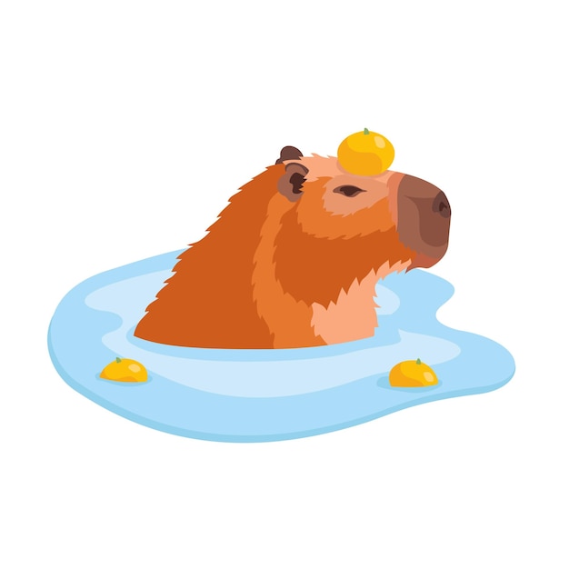 Playful Capybara Relaxing in Serene Pool with Floating Toys | Jiffy Designs