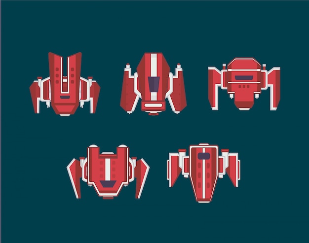 Striking Collection of Vibrant Geometric Spaceship Icons | Jiffy Designs