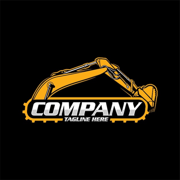Powerful Excavator Silhouette with Bold Company Tagline | Jiffy Designs