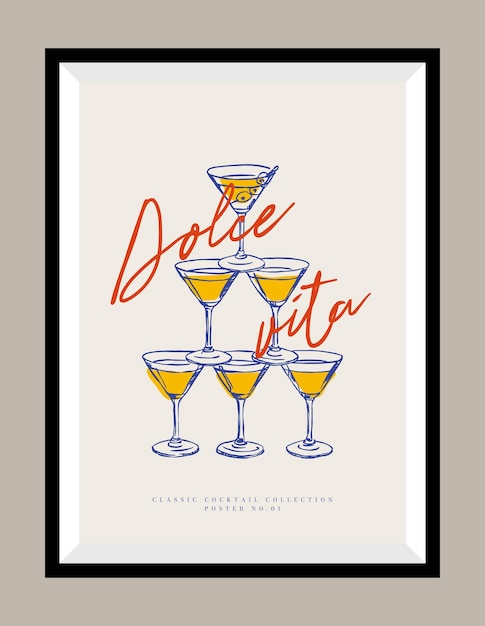 Delightful Martini Pyramid - Vibrant Cocktail Illustration | Jiffy Designs