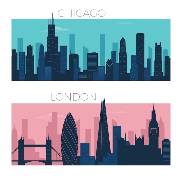 Iconic Cityscapes: Chicago and London Skyline Silhouettes | Jiffy Designs